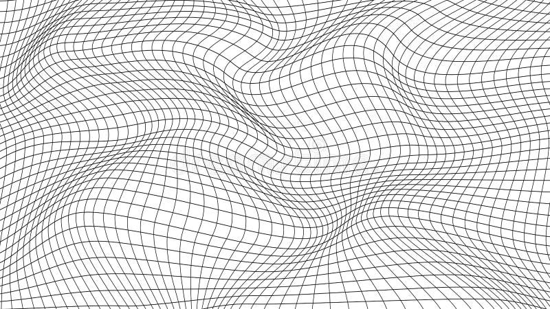 Abstract Distorted Wireframe Wave. Vector Curve Surface Background ...