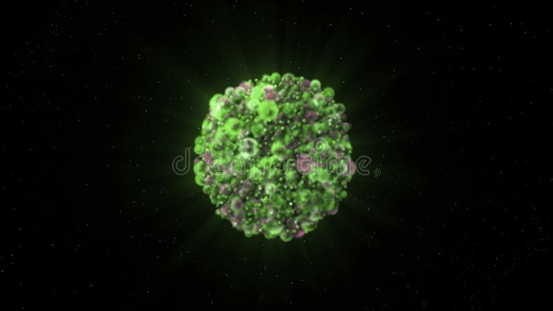 Abstract Division of Cells in Round Shaped 3D Shere Isolated on a Black ...