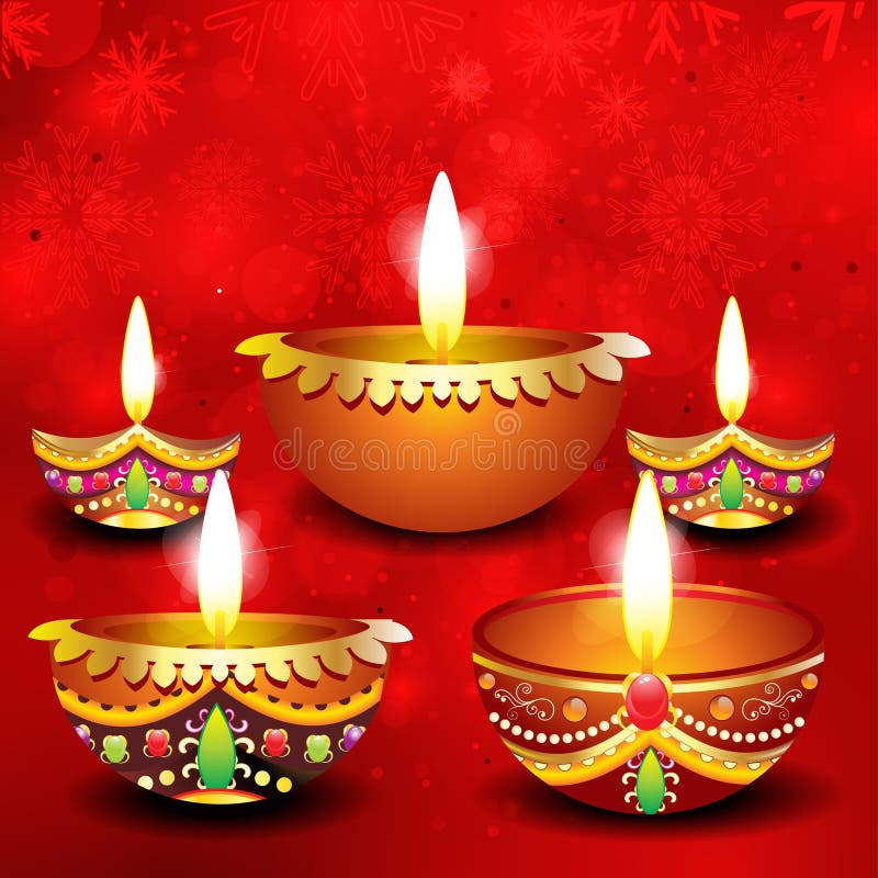Diwali Background with Deepak Set Stock Vector - Illustration of ...