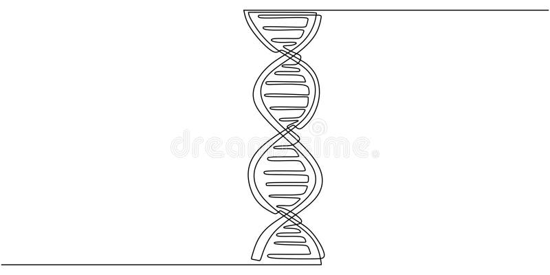 Abstract DNA Continuous Line Drawing. Hand-Drawn Vector Concept for ...