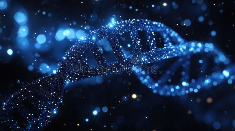 Abstract DNA Double Helix in Dark Bokeh Background Stock Illustration ...