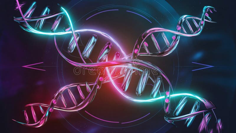 Abstract DNA Double Helix, Neon Biotech Science High Quality Image ...