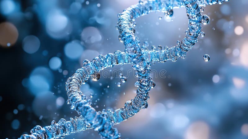 Abstract DNA Double Helix Structure Formed by Water Droplets Against a ...