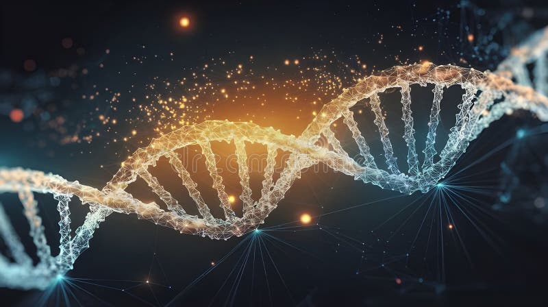 Abstract DNA Double Helix Structure with Glowing Lights Stock ...