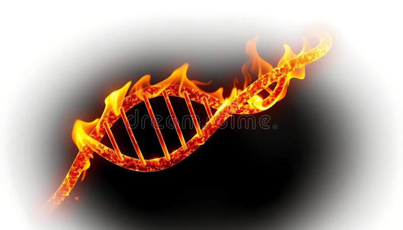 DNA Double Helix Structure with Glowing Orange and Yellow Colors ...