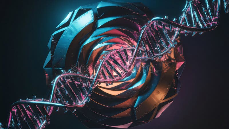Abstract DNA Helix and Metallic Sphere, Futuristic High Quality Image Stock Illustration ...