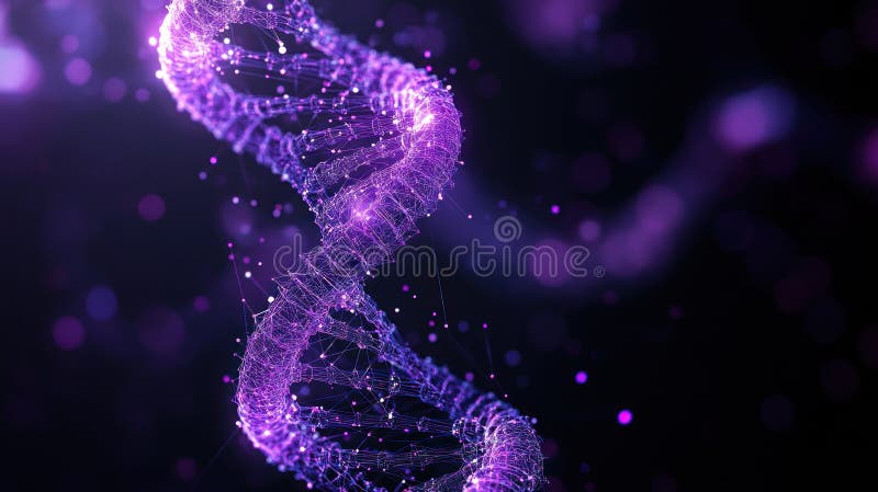 Abstract DNA Helix, Scientific Illustration, Dark Background, Glowing ...
