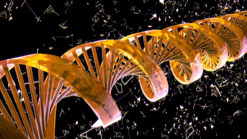 Background with Rotating Abstract DNA. 3D Rendering Stock Illustration ...