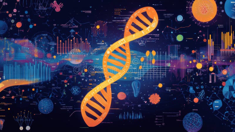 Abstract DNA Strand with Data and Molecular Visuals Stock Photo - Image ...