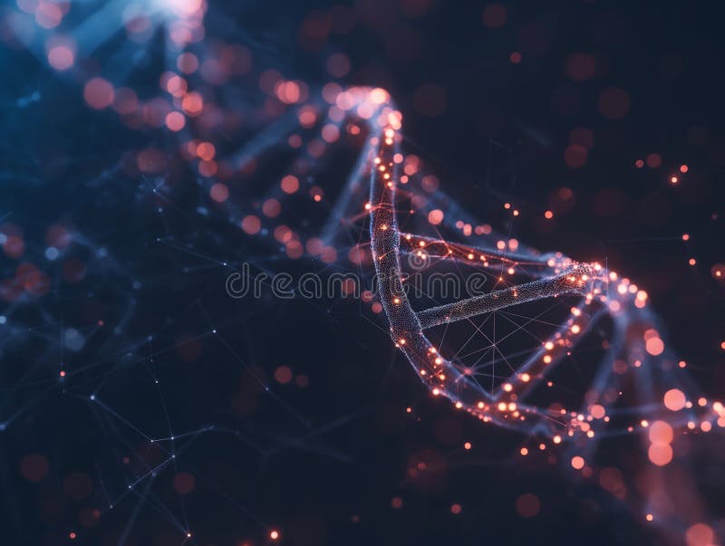 Abstract DNA Strand with Light Particles Stock Photo - Image of ...