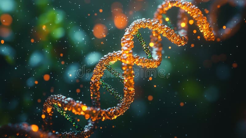 Abstract DNA Strand with Particles in a Digital Environment Stock Image ...