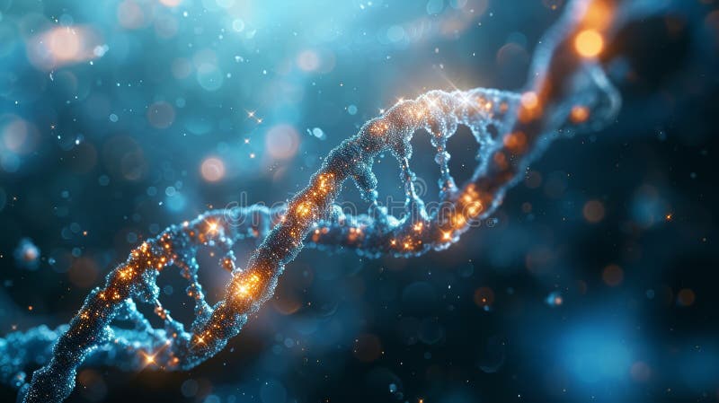 Abstract DNA Strands Intertwining in a Futuristic Laboratory ...