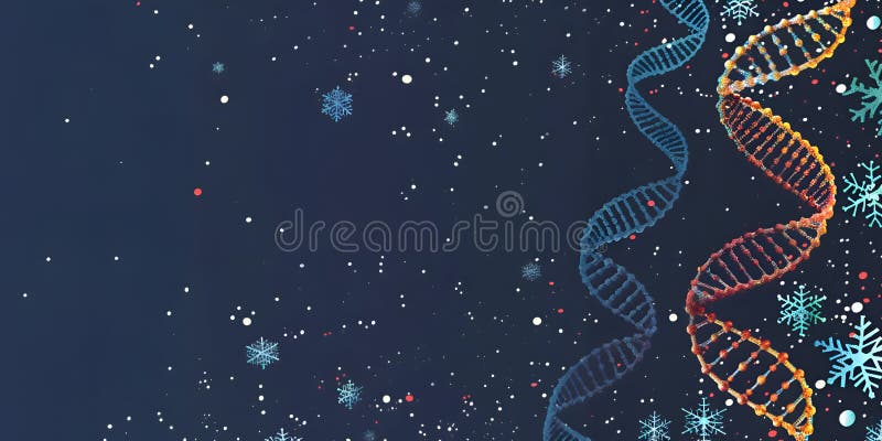 "Abstract DNA Strands with Snowflakes and Molecular Structures Stock ...