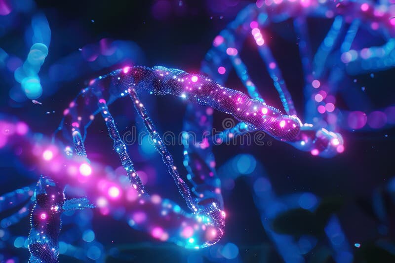 Abstract DNA Strands Twirling in a Neon Cyberpunk Aesthetic Biohacking ...