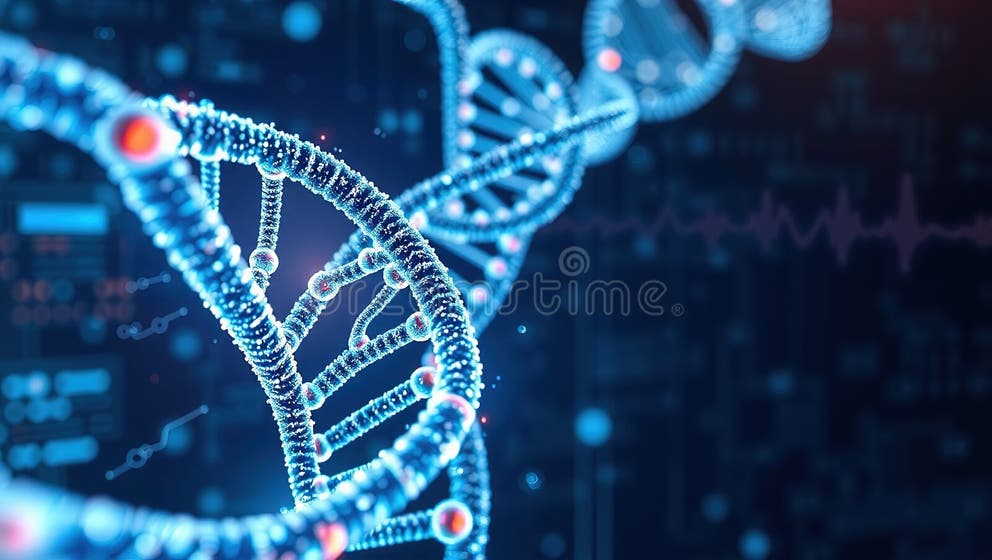 Abstract DNA Structure Visualization a Digital Network of Data Flow ...