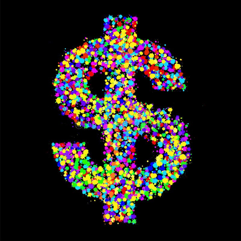 Abstract Dollar Sign of Colorful Ink Splashes Stock Illustration ...