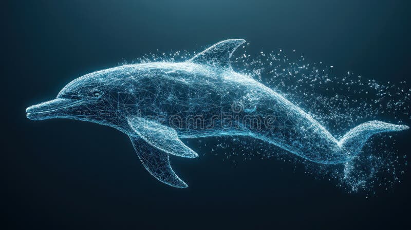 Abstract Dolphin in Motion, Digital Art, Underwater Scene Stock ...