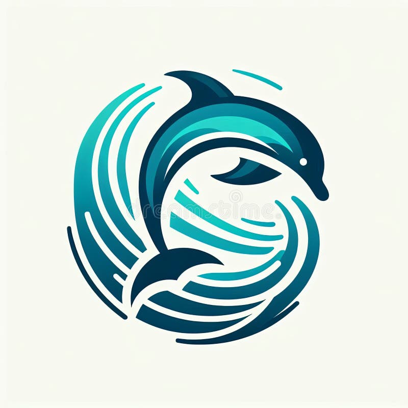 Abstract Dolphin and Wave Design Stock Illustration - Illustration of ...