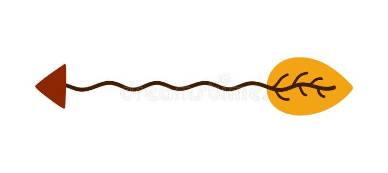 Abstract Doodle Arrow. Vector Pointer with Autumn Leaves. Stock Vector ...