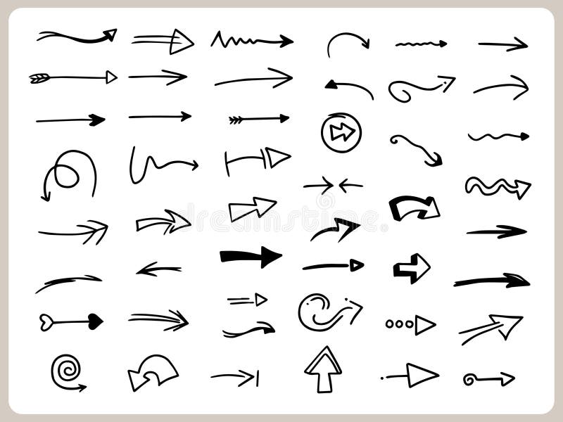 Abstract Doodle Arrows Thin Line Black in Vector Stock Vector ...