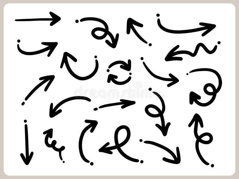 Abstract Doodle Arrows Thin Line Black in Vector Stock Vector ...