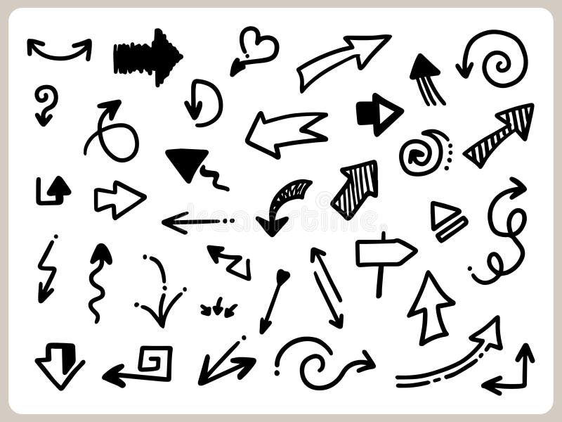 Abstract Doodle Arrows Thin Line Black in Vector Stock Vector ...