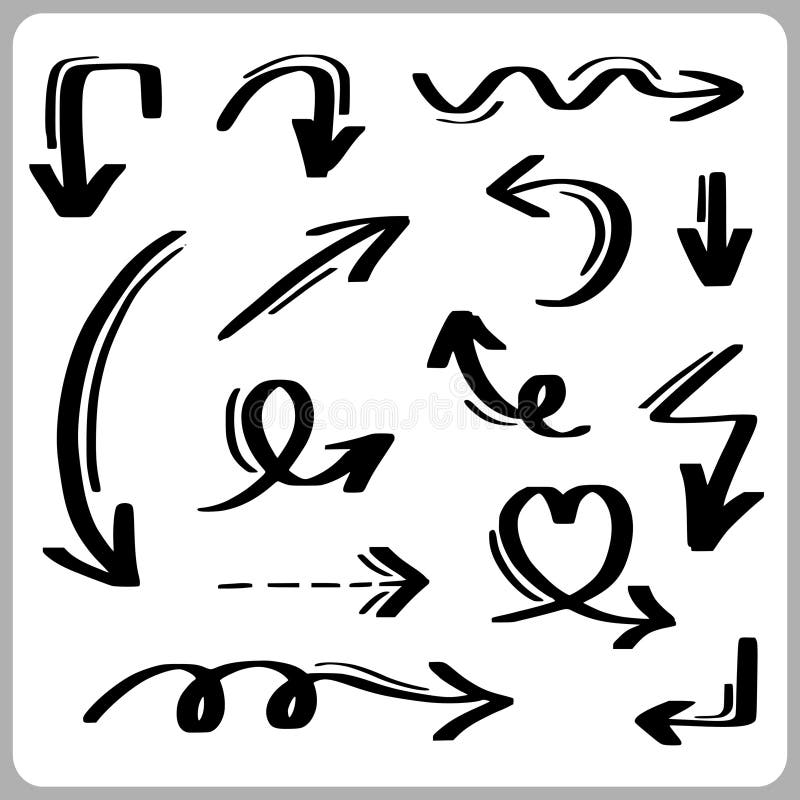 Abstract Doodle Arrows Thin Line Black in Vector Stock Vector ...
