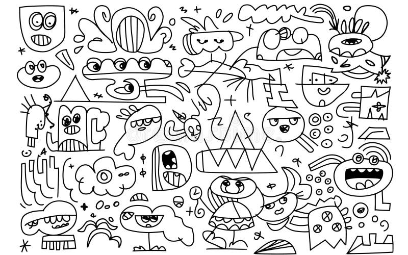 Abstract Doodle Art Pattern Wallpaper Vector Illustration Stock ...