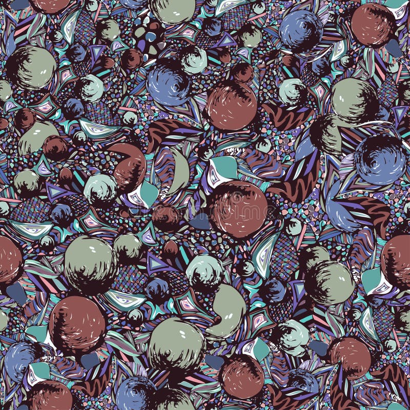 Abstract Doodle Composition, Seamless Pattern. Bright, Multicolor ...