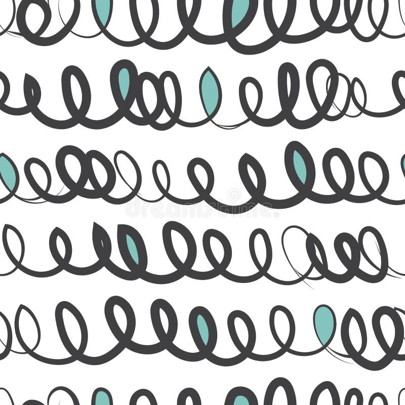 Abstract Doodle Curly Lines Seamless Pattern Stock Vector ...