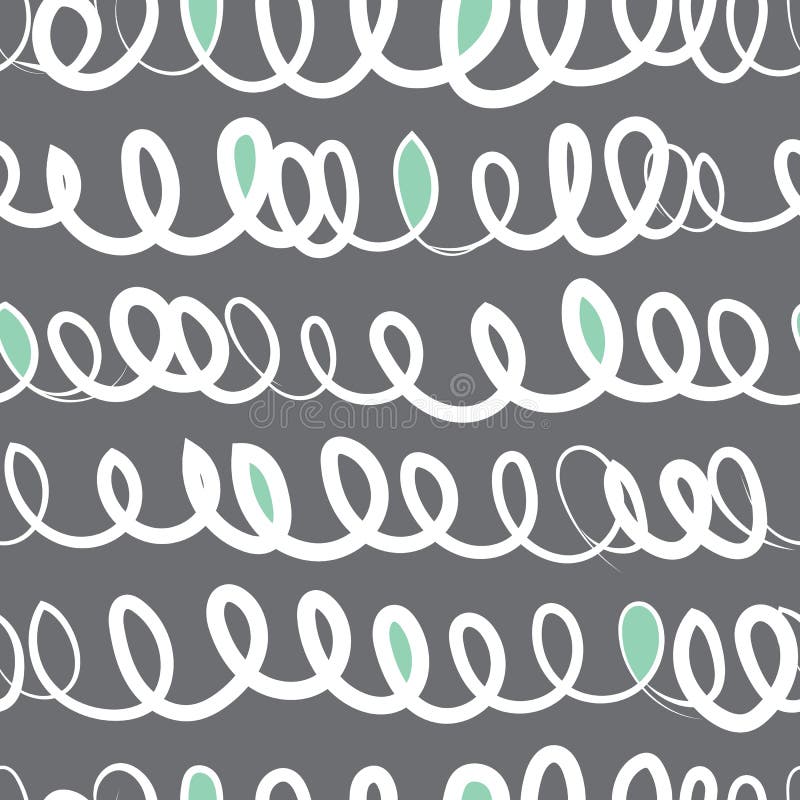 Abstract Doodle Curly Lines Seamless Pattern Stock Vector ...