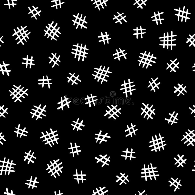 Abstract Doodle Grid Pattern on Black Background Stock Vector ...