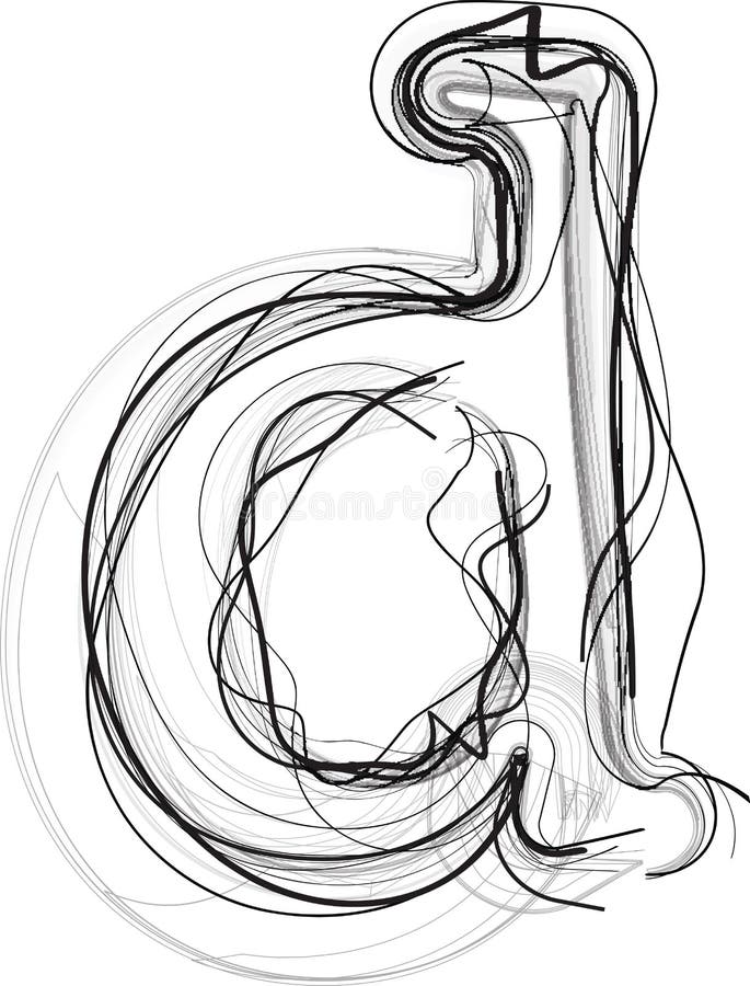 Abstract Doodle Letter d stock vector. Illustration of brushed - 202659834