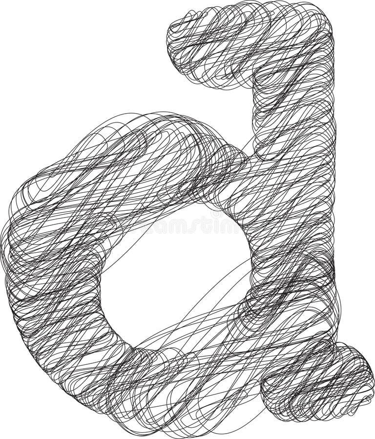 Doodle Letter D. Hand Drawn Line ABC. Sketch Alphabet. Kids ...