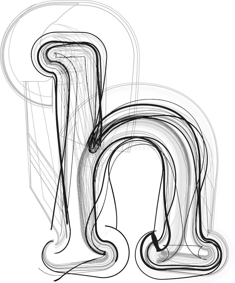 Abstract Doodle Letter h stock vector. Illustration of alphabet - 202660438
