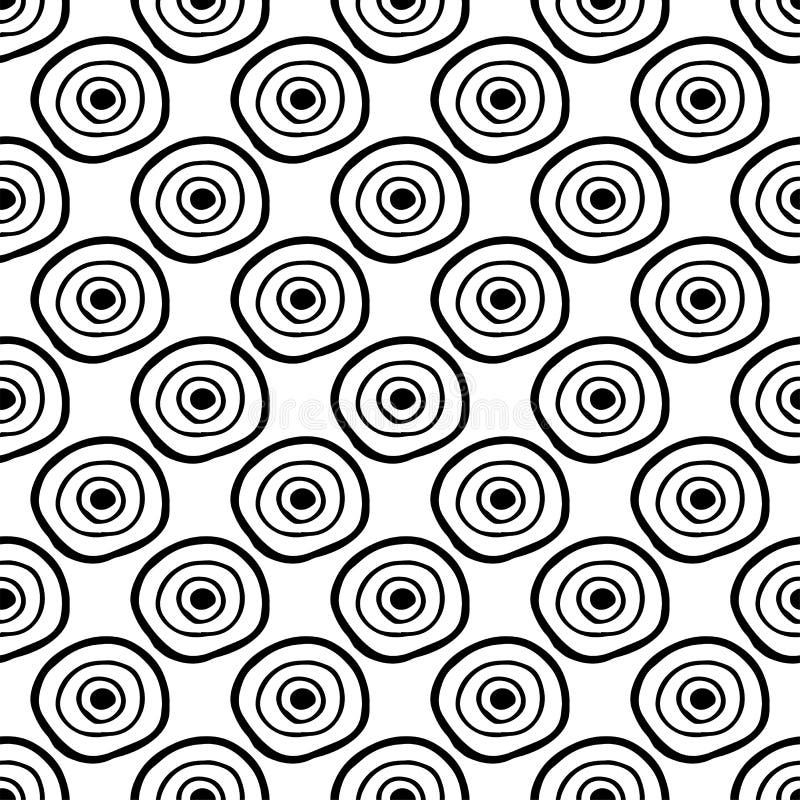 Abstract Doodle Monochrome Seamless Pattern with Circles Stock ...