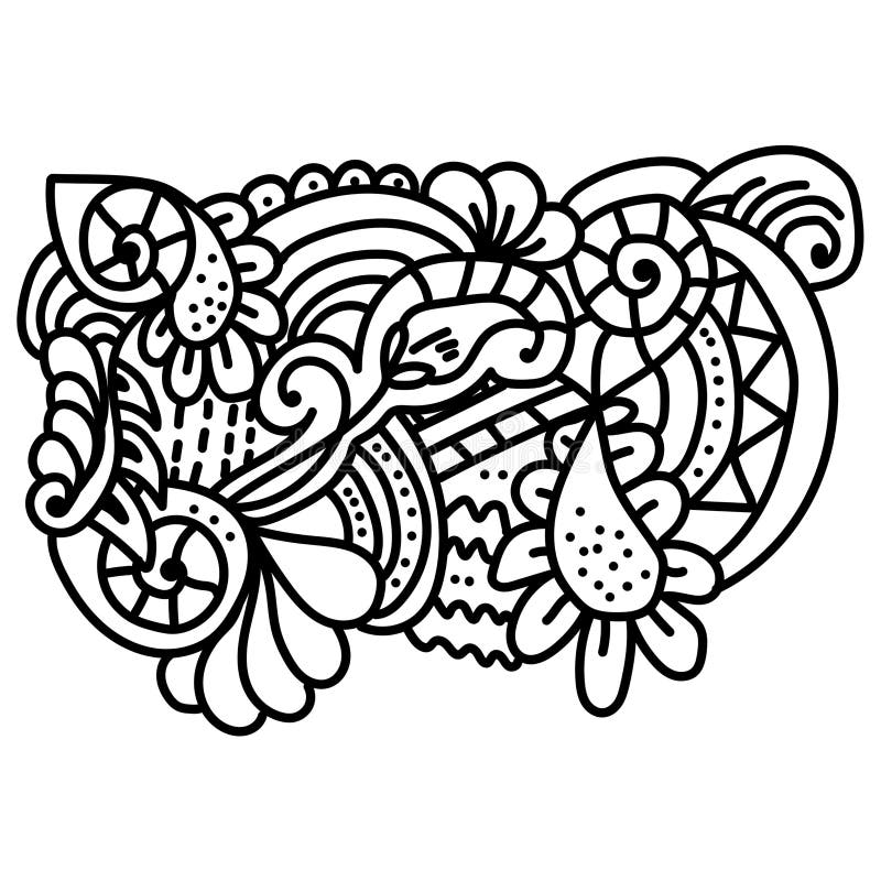 Spiral Abstract Coloring Page, Outline Pattern To Activity Stock ...