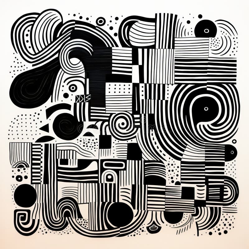 Abstract Doodle Poster with Bold Patterns and Typography Stock ...