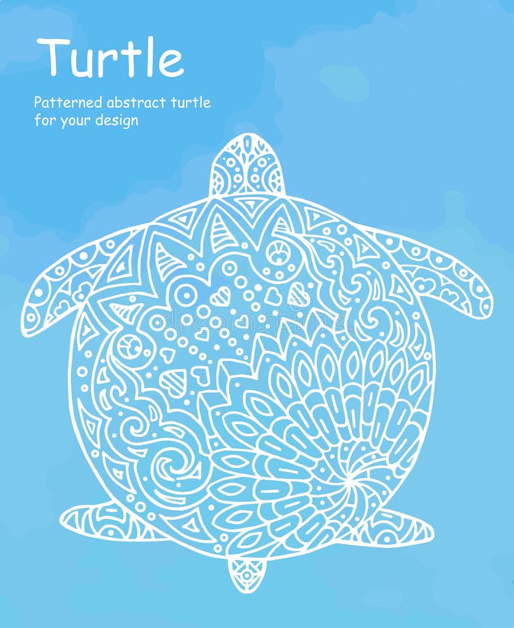 Abstract Doodle Outline Turtle Illustration. Painted Tortoise, Many ...
