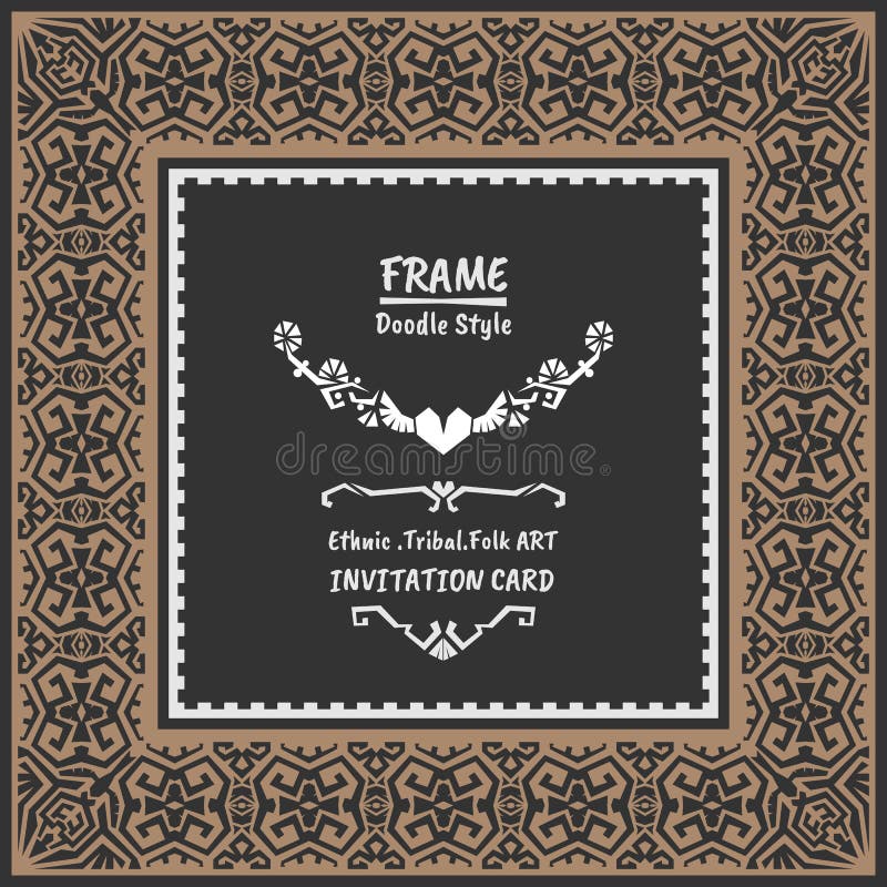 Abstract Doodle Vector Tribal Ethnic Style Frame Stock Vector ...