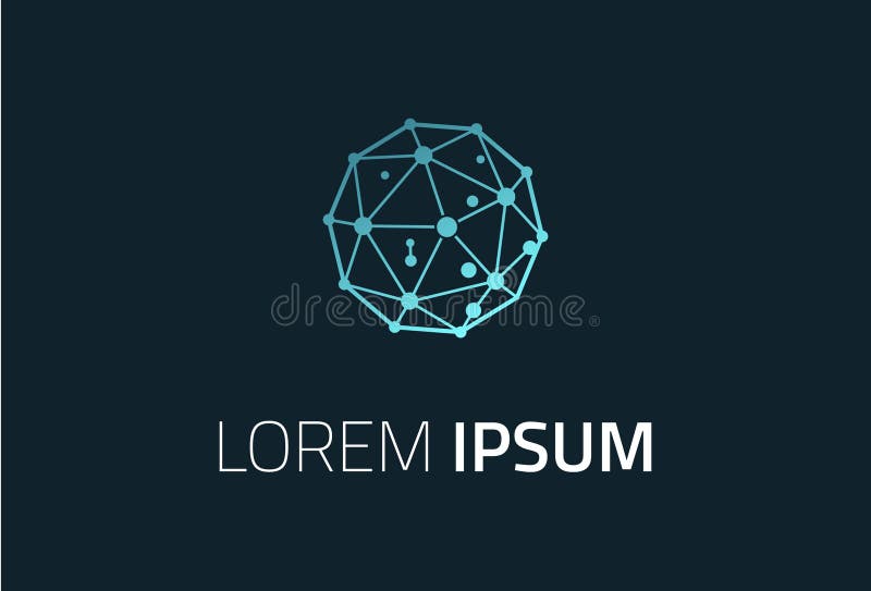 Abstract Dot Connect Line Art Tech with Dark Background Logo Design ...