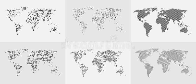 Abstract Dot Lines and Binary Code World Map . Stock Vector ...