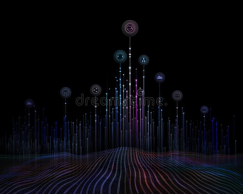 Abstract Dot Point Line with Internet of Things Icons Stock ...