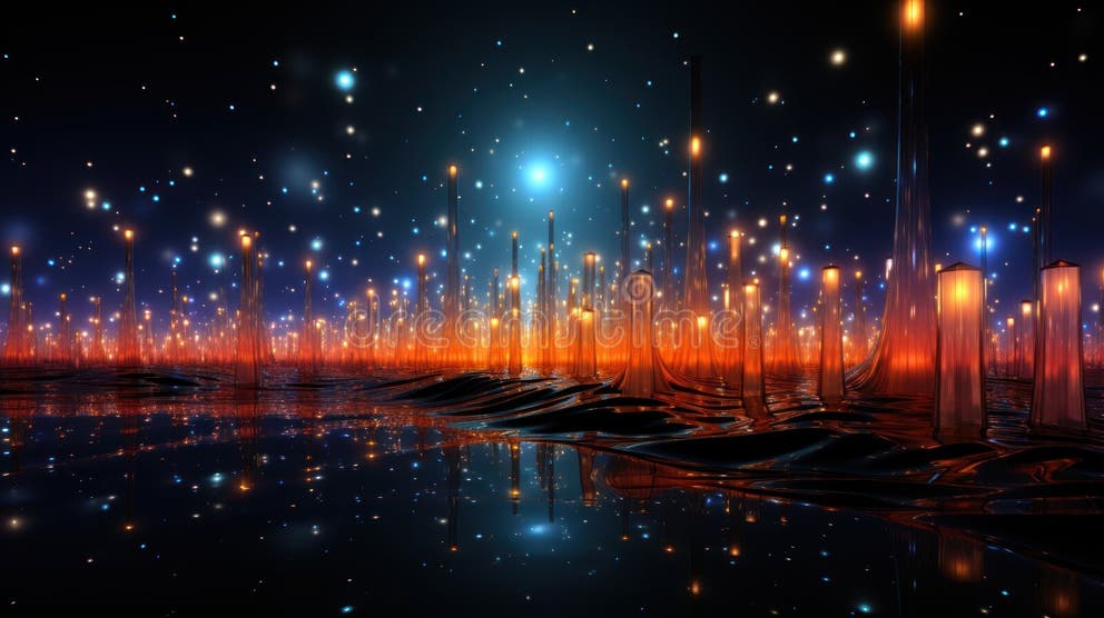 Abstract Dot Points Form a Grid, Interconnecting through Gradient Lines ...