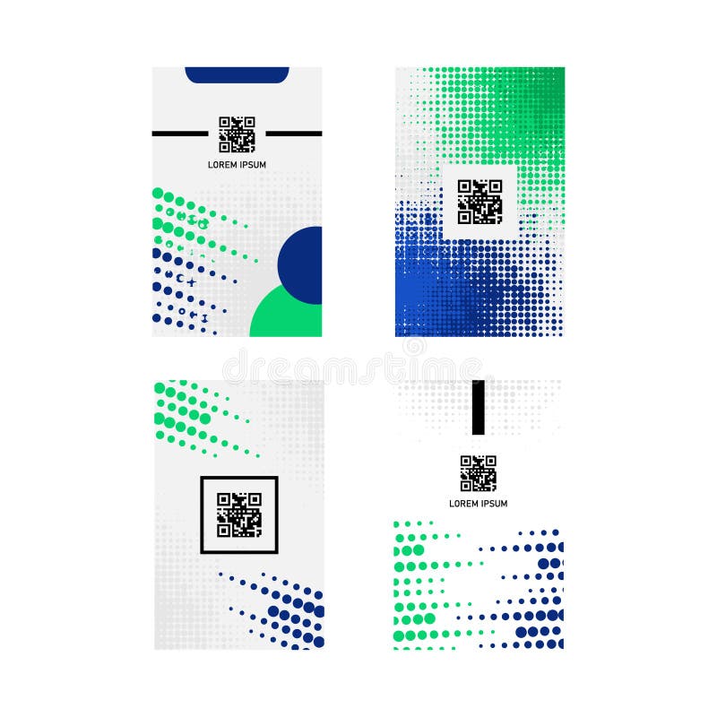 Abstract Dot Qr Code Label Design Collection Stock Vector ...