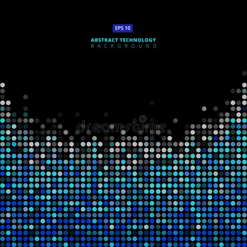 Abstract Dots Blue and Gray Color on Black Background, Technology ...