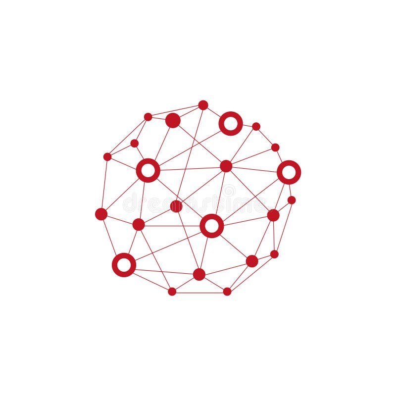 Abstract Dots and Circles Connected with Lines. Concept of Operation of ...