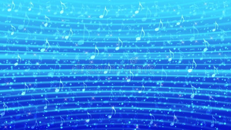 Music Notes in Gradating Blue Background with Shining Sparkles, Dots ...