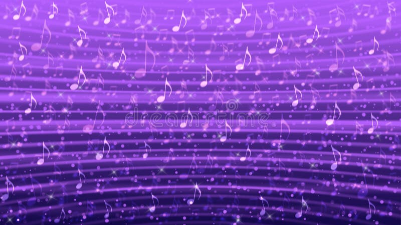 Music Notes in Gradating Purple Background with Shining Sparkles, Dots ...