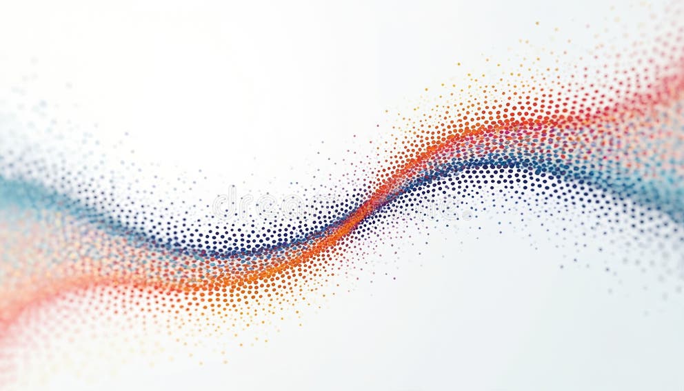 Abstract Dots Form Smooth Wave Motion Across White Space. Rainbow ...